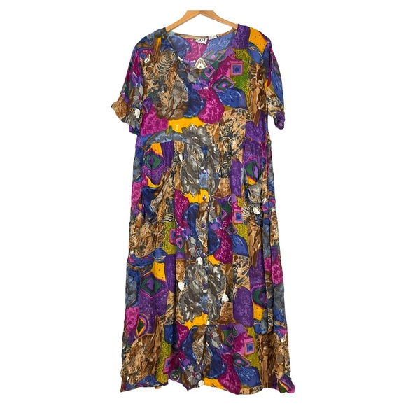 Bila | Dresses | Vintage Bila Jewel Tone Artsy Midi Dress Cottagecore ...